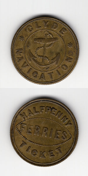 1900 C Glasgow Clyde Navigation Brass Ferries Halfpenny Token AEF ...
