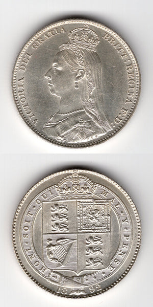 1892 Shilling BU Shilling